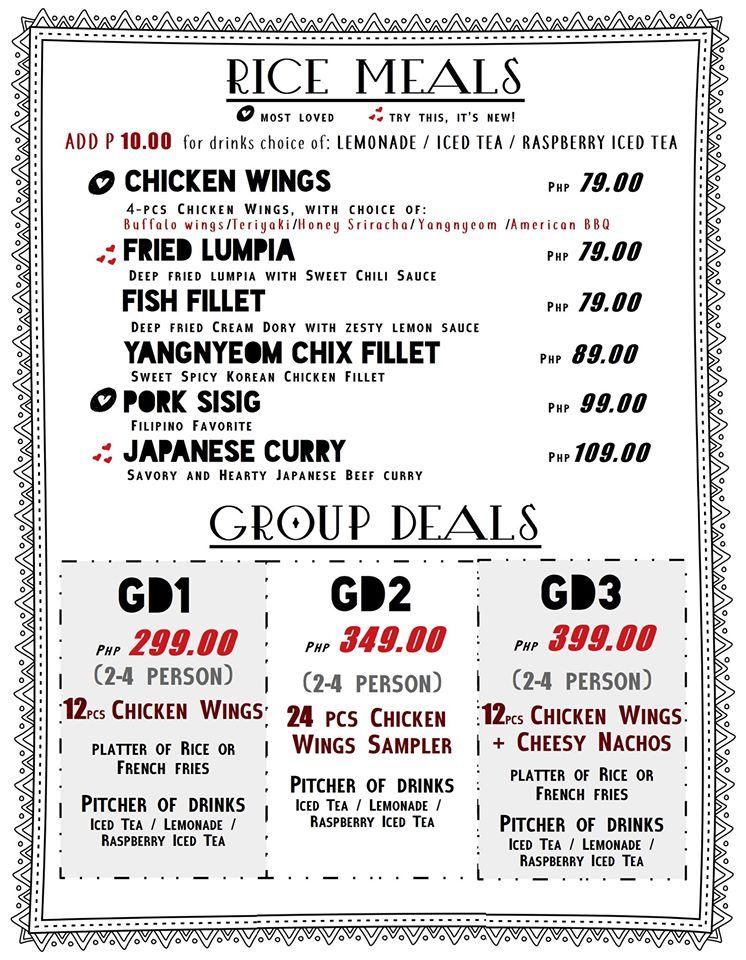 Menu at Exp Cafe, Iloilo City
