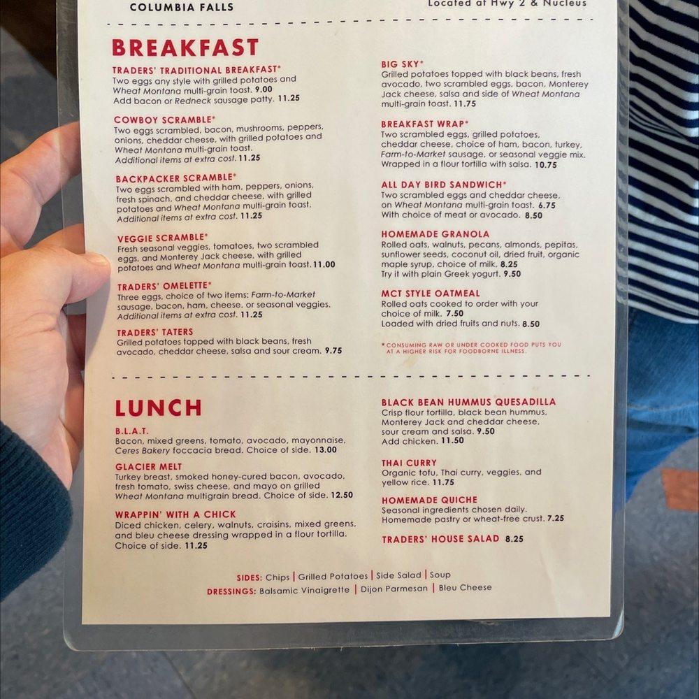Menu at Montana Coffee Traders cafe, Columbia Falls