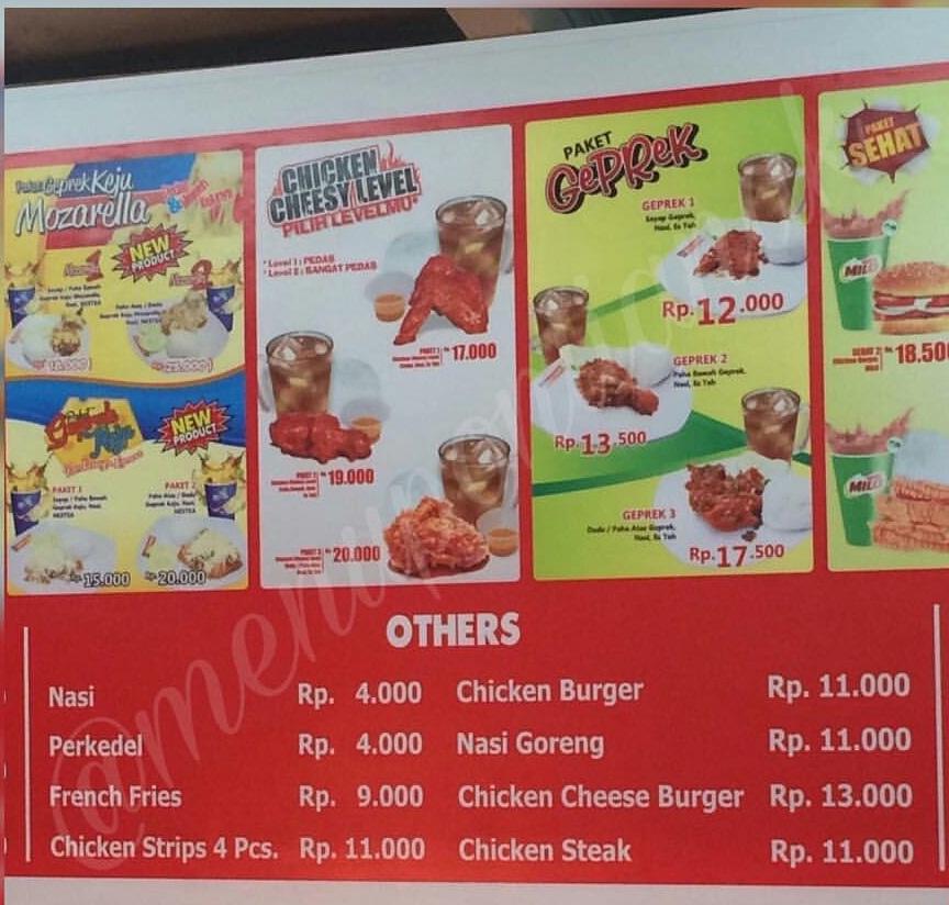 Menu at Rocket Chicken Panglima A'im restaurant, Pontianak