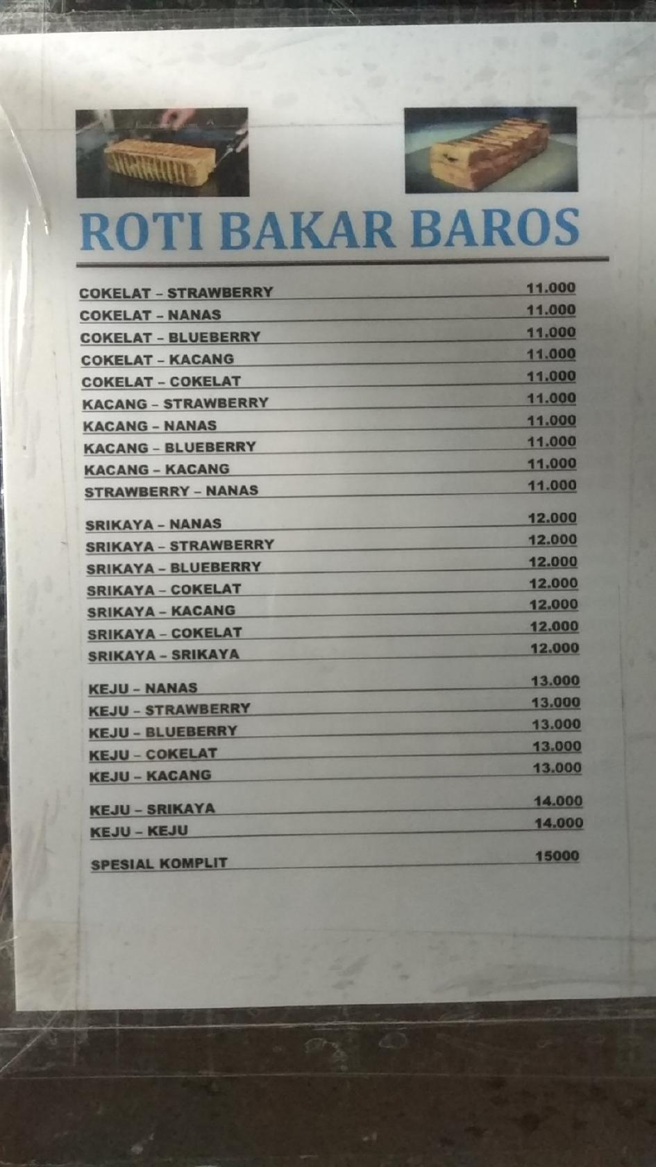 Menu at Roti Bakar 10 ulu cafe, Palembang
