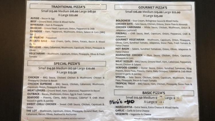 Menu at Sanctuary Point's Original Pizza Paradise restaurant, Sanctuary ...