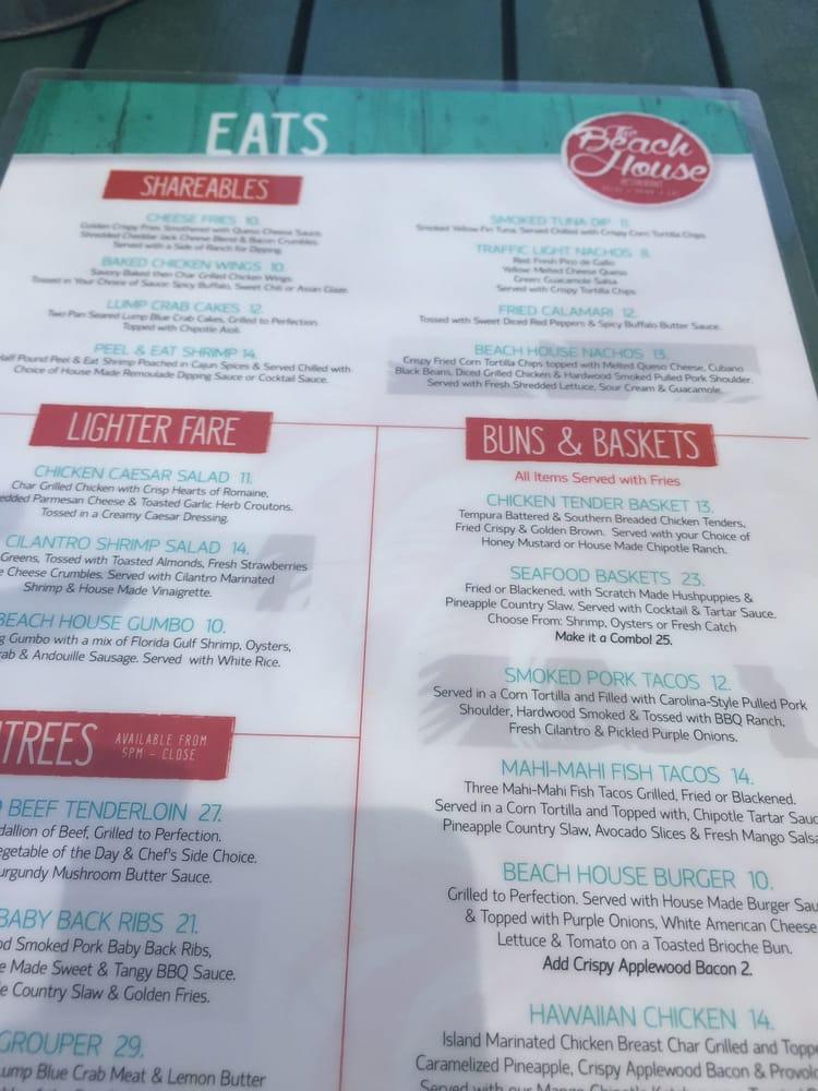 Menu at The Beach House Restaurant Sandestin, Miramar Beach, S ...