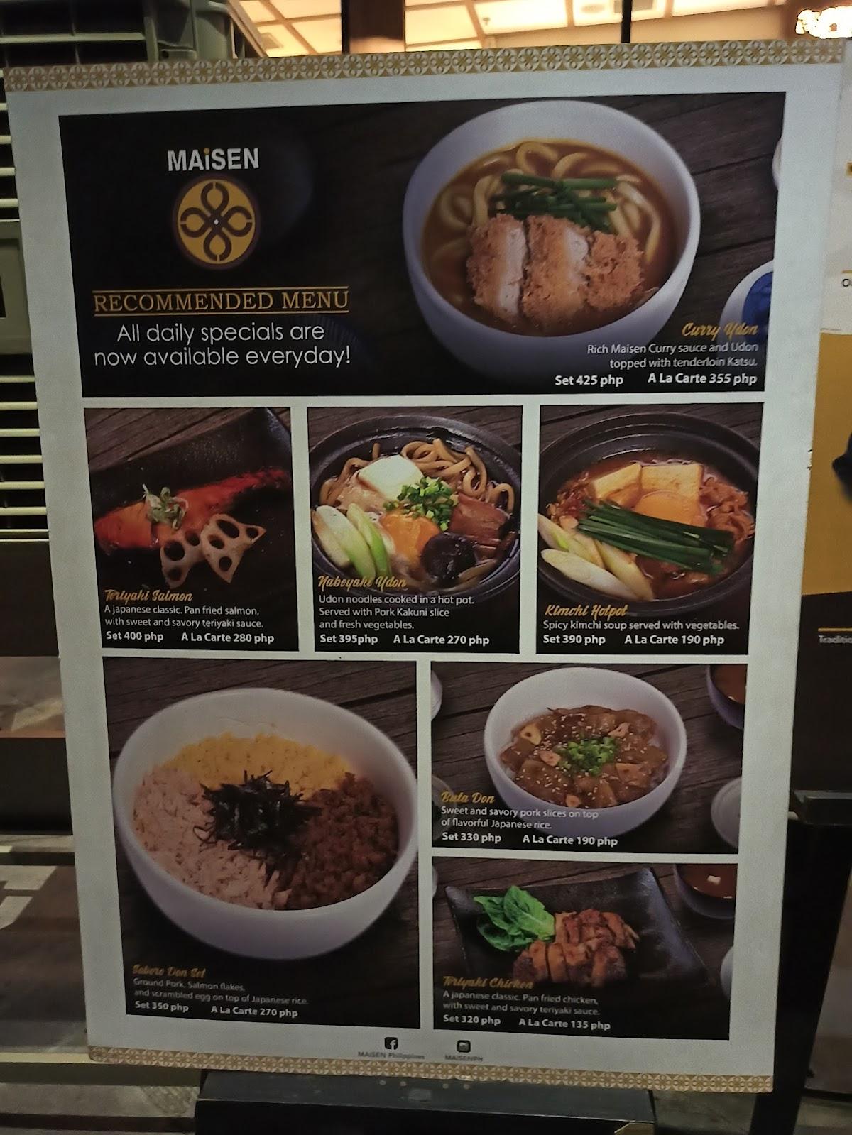 Menu at Tonkatsu Maisen - Greenbelt 5 restaurant, Makati, G/F