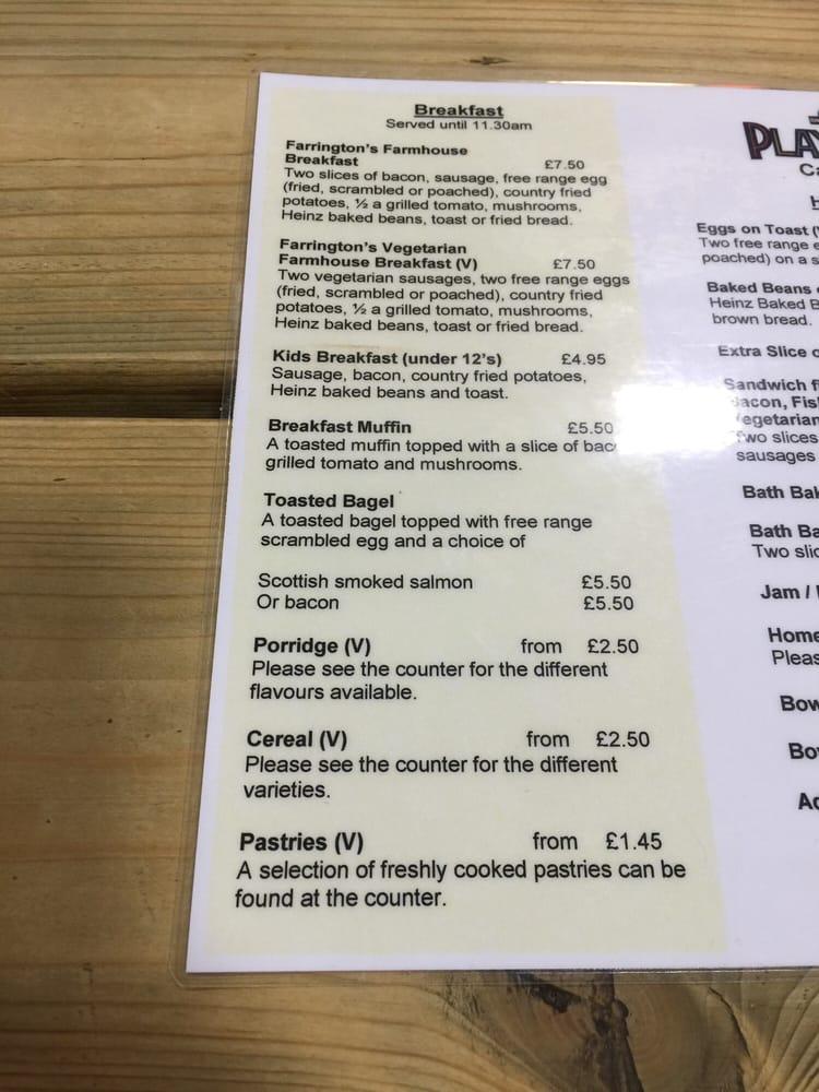 Menu at Farrington's Farm Shop & Café cafe, Farrington Gurney