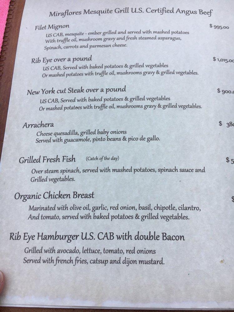 Menu at Edith's restaurant, Cabo San Lucas