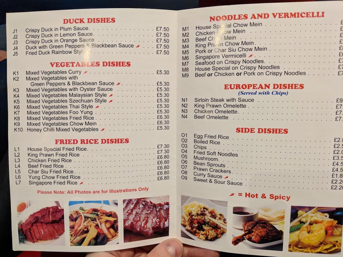 Menu at The Hoho restaurant, Ashton-under-Lyne