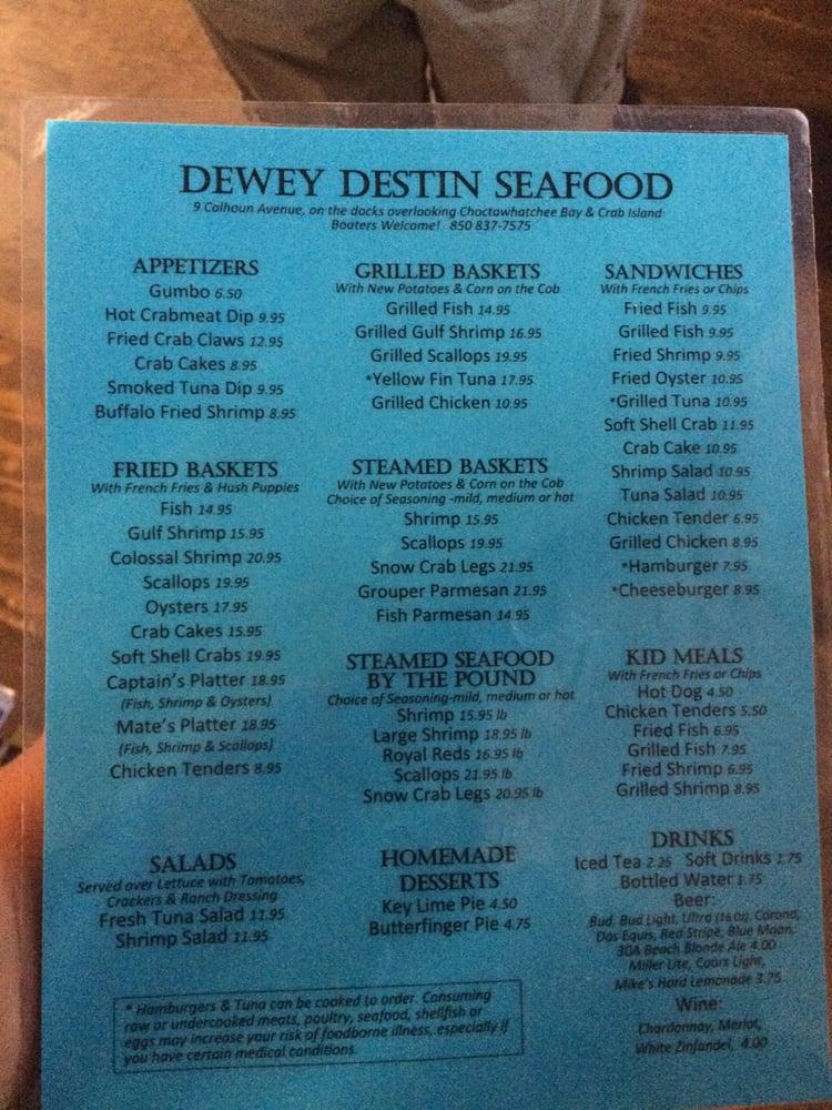 Menu at Dewey Destin's Seafood Restaurant, Destin