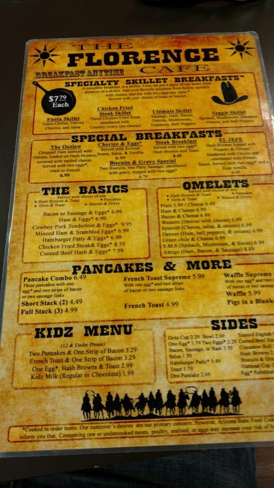 Menu at Florence Cafe, Florence