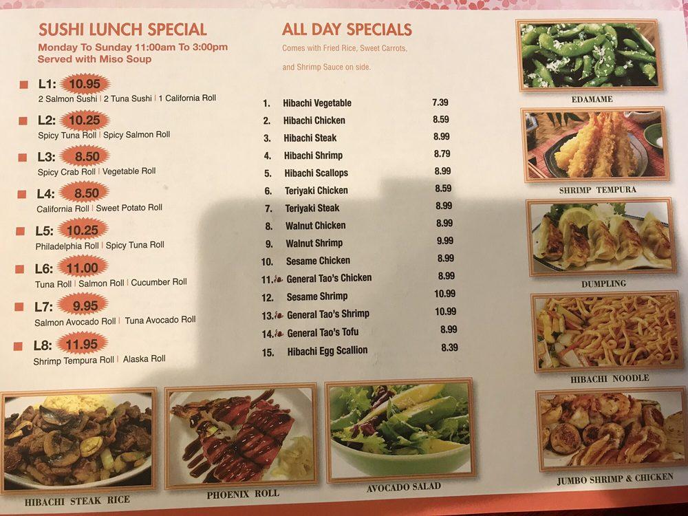 Carta del restaurante Sakura Express, Plumsteadville