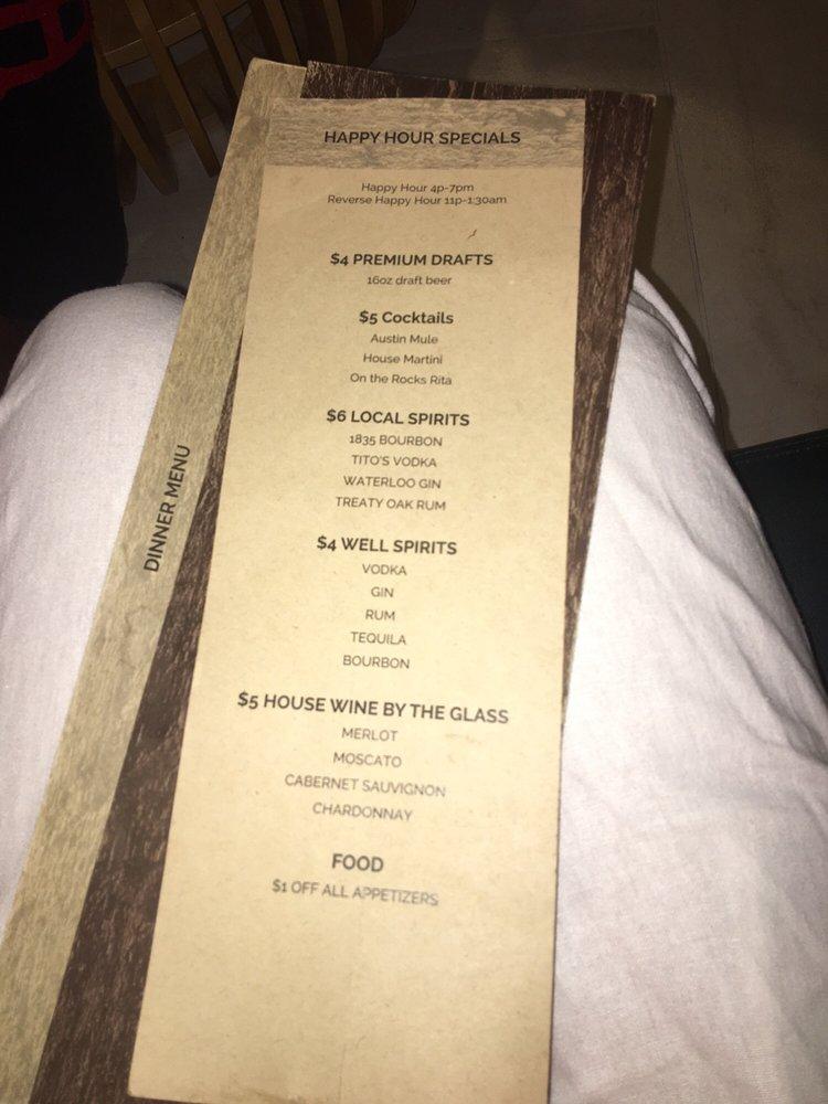 Menu at Texture pub & bar, Austin