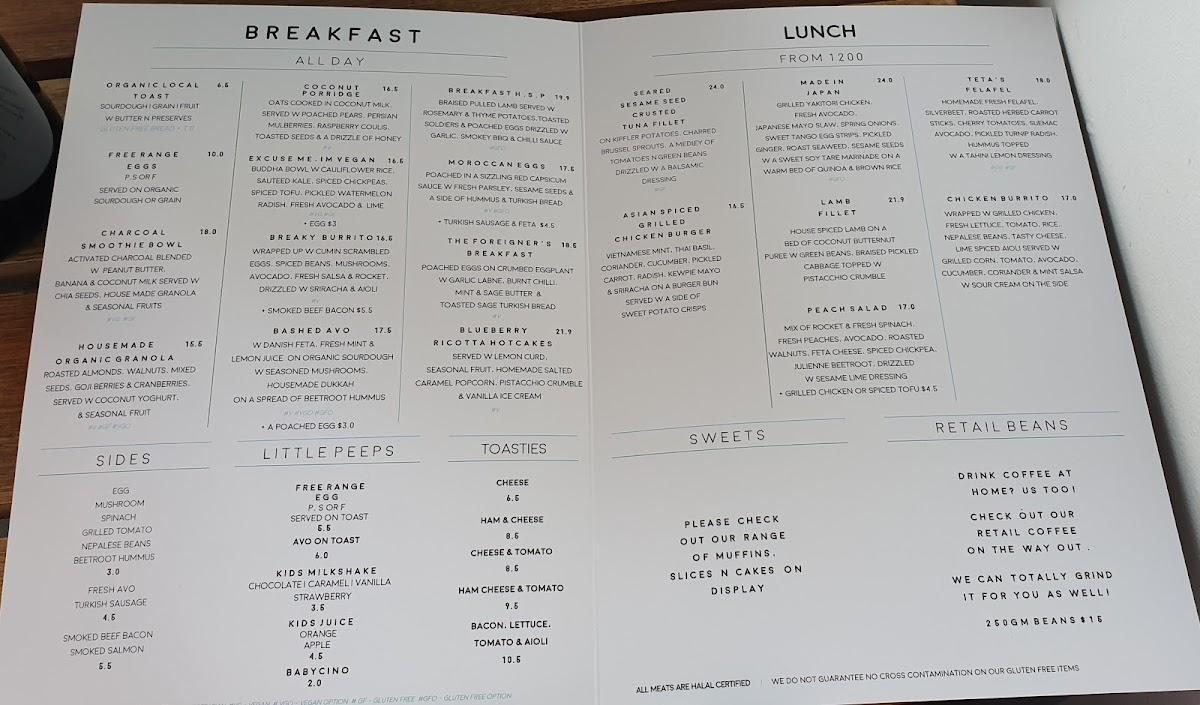 Menu at The Foreigner Café Ivanhoe cafe, Ivanhoe