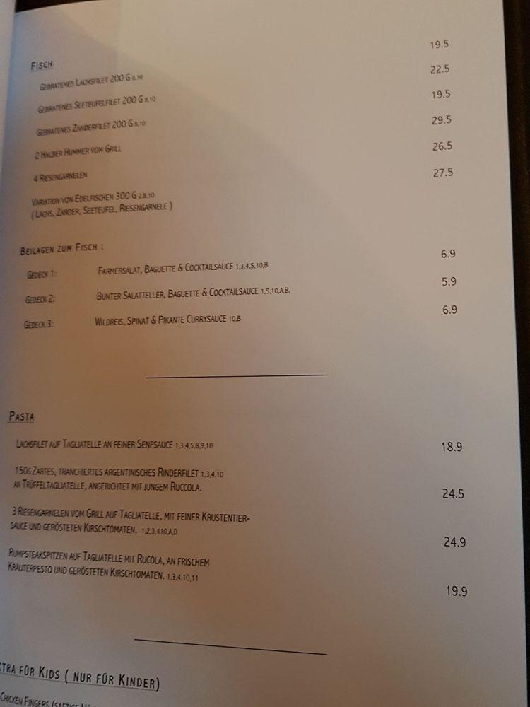 Menu at Beef Room 61 steakhouse, Munich