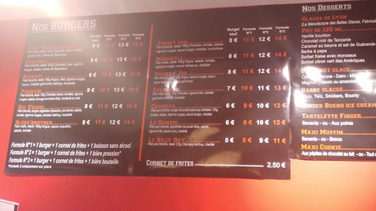 Menu au Chicago Corner restaurant, Fontenay-le-Comte