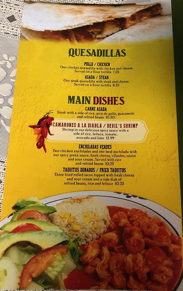 Menu at Esmeralda's Restaurant, Marion