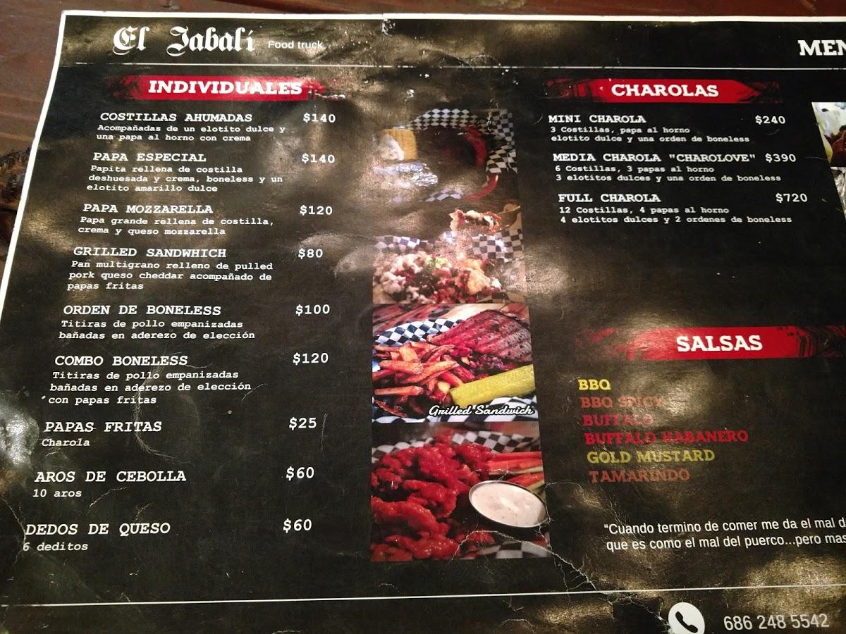 Menu at Jabalí Food Truck Periférico restaurant, Mexicali