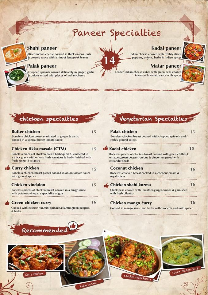 Menu at Namaste Authentic Indian Cuisine Salmon Arm restaurant, Salmon Arm