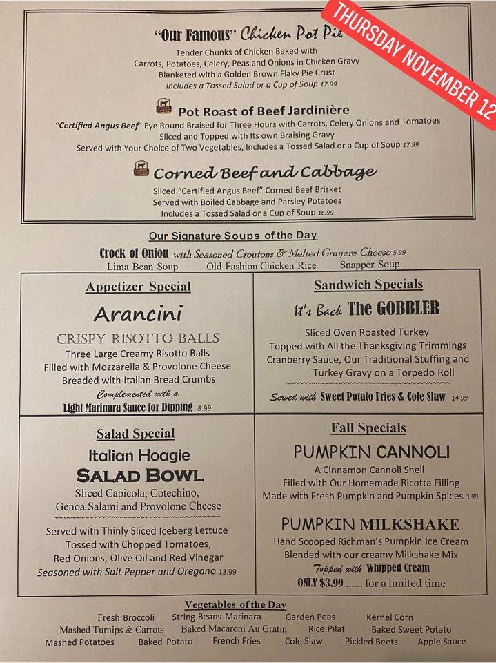 Menu at Ponzio's Diner-Bakery-Bar, Cherry Hill