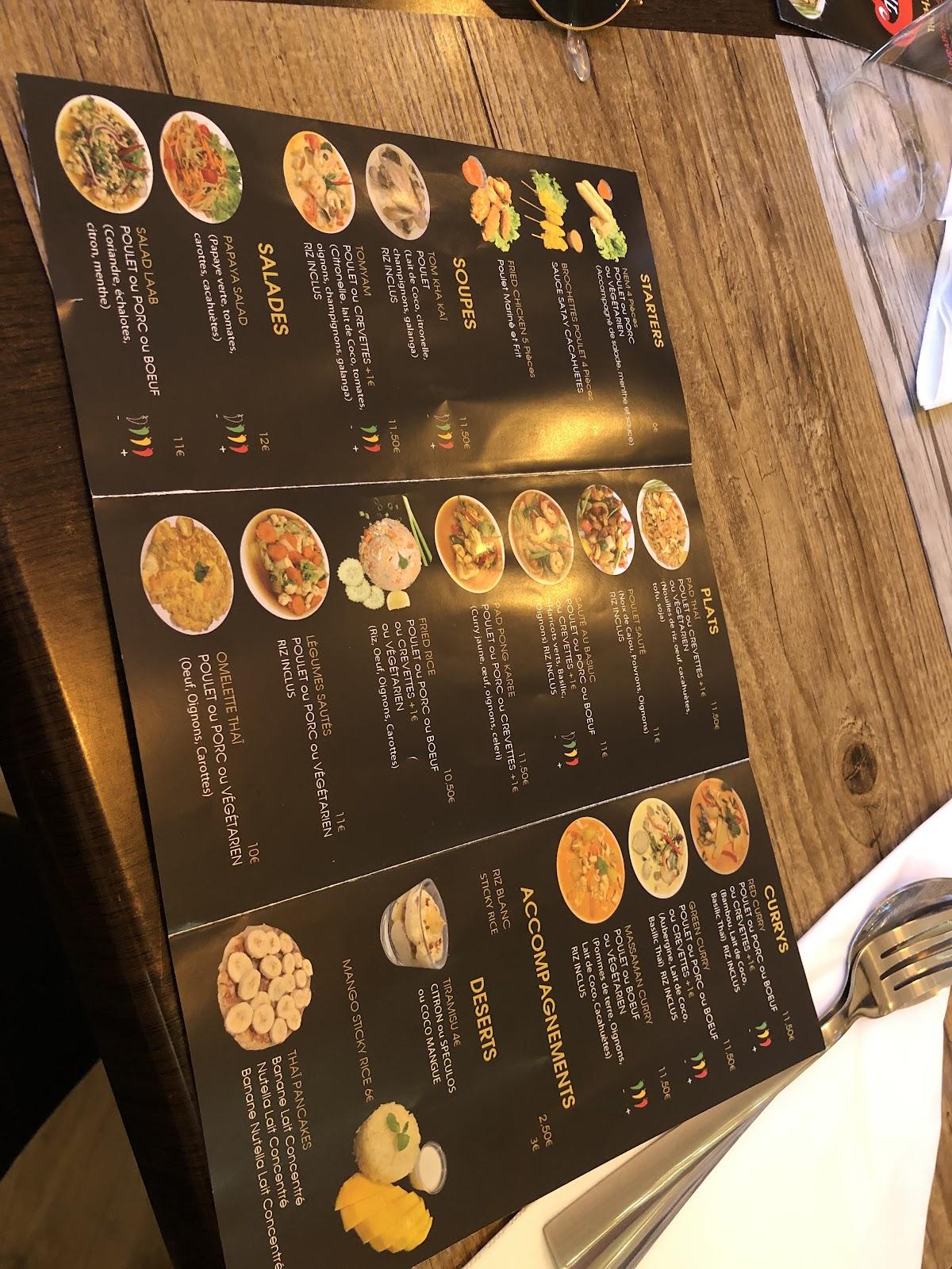 Menu at Thai Zaab restaurant, Antibes