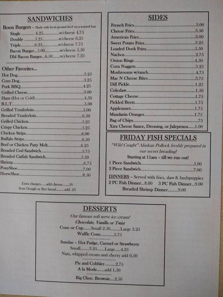 Menu at Boondocks Grill and Bait restaurant, De Witt