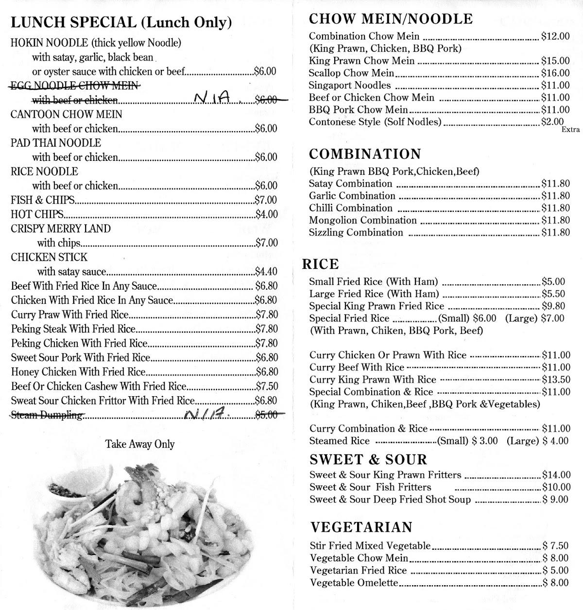 Menu at Gold Sing Restaurant, Kurri Kurri