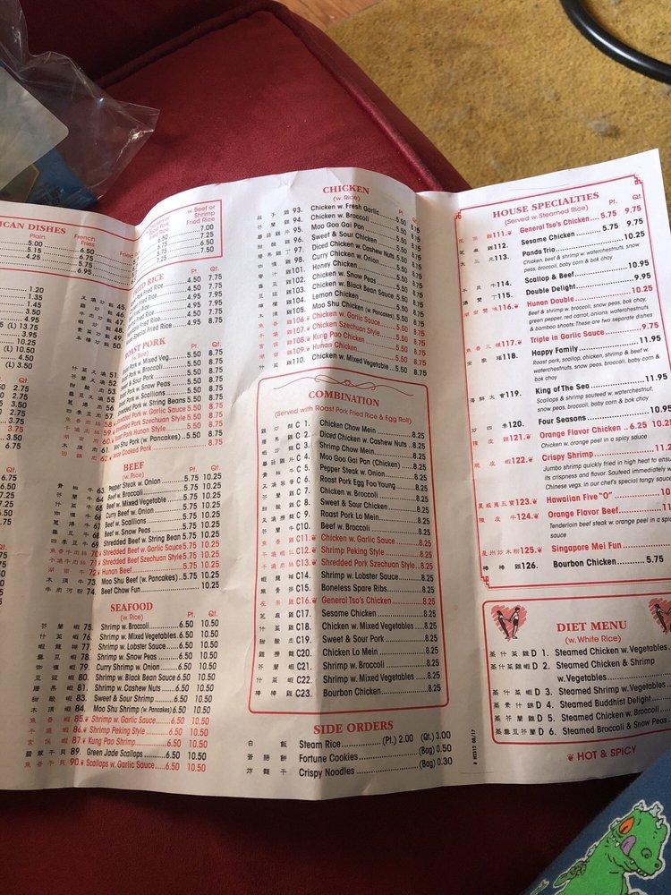 Menu at He Sheng restaurant, Winter Park