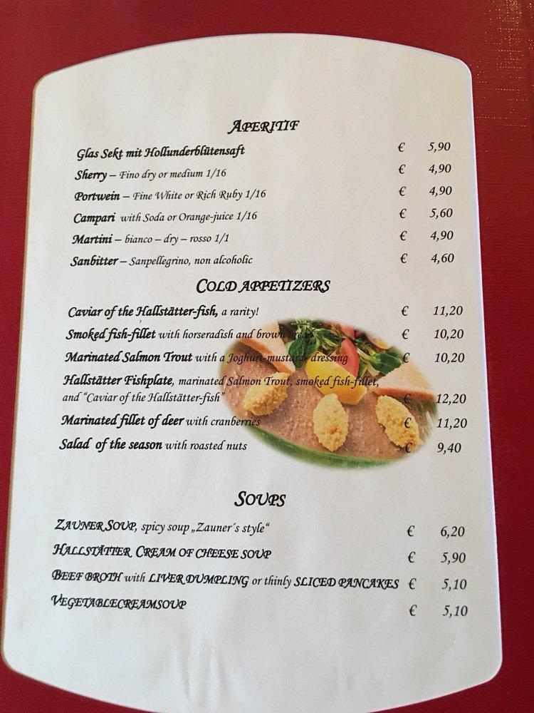 Speisekarte von Seewirt - Zauner restaurant, Hallstatt