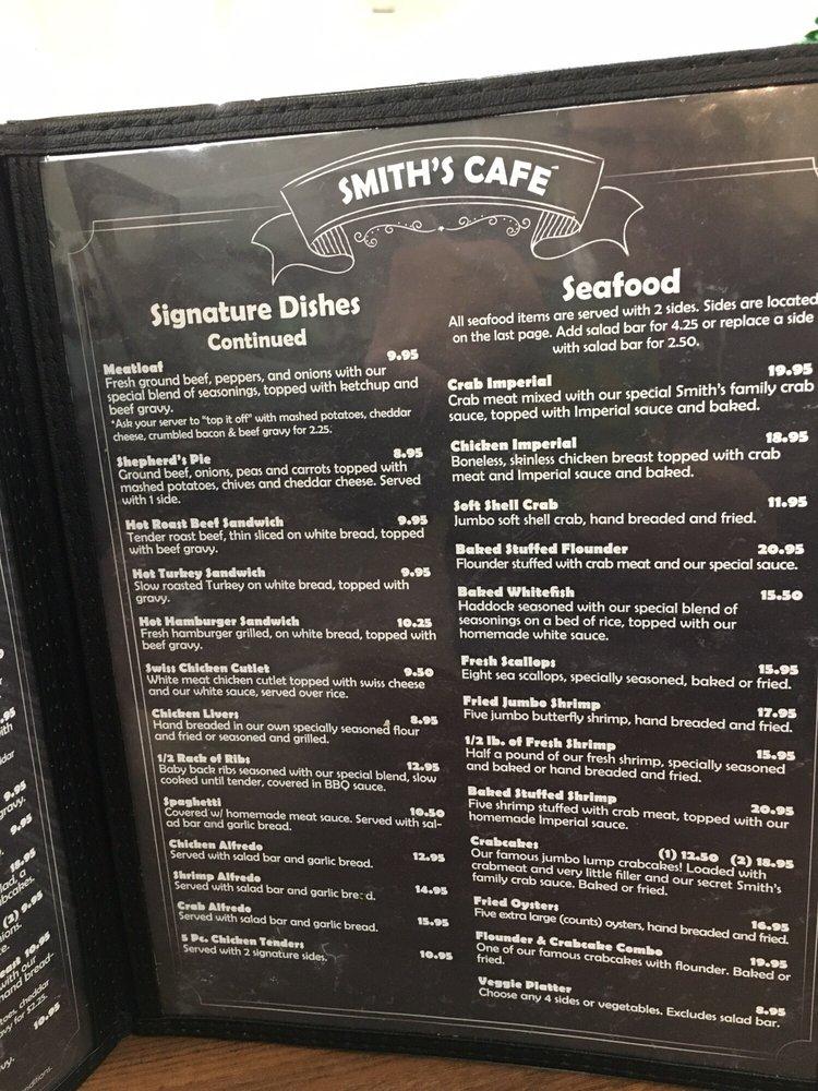 Menu at Smith's Cafe, Seaford