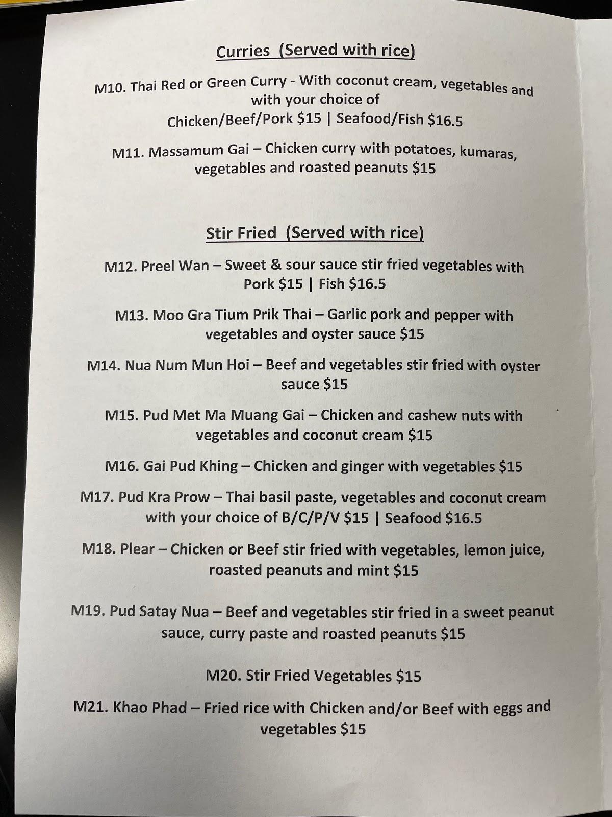 Menu at Marigold Takeaway restaurant, Wellington