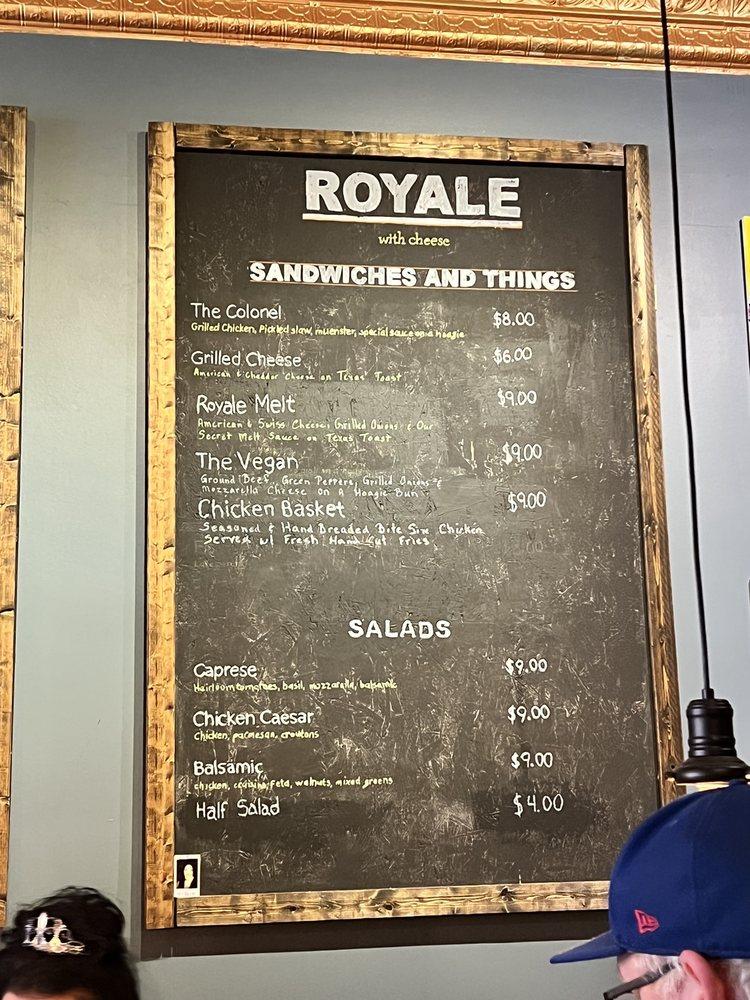 Menu at Royale With Cheese restaurant, Michigan City
