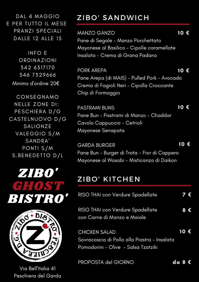 Menu da Zibò Bistrò ristorante, Peschiera del Garda