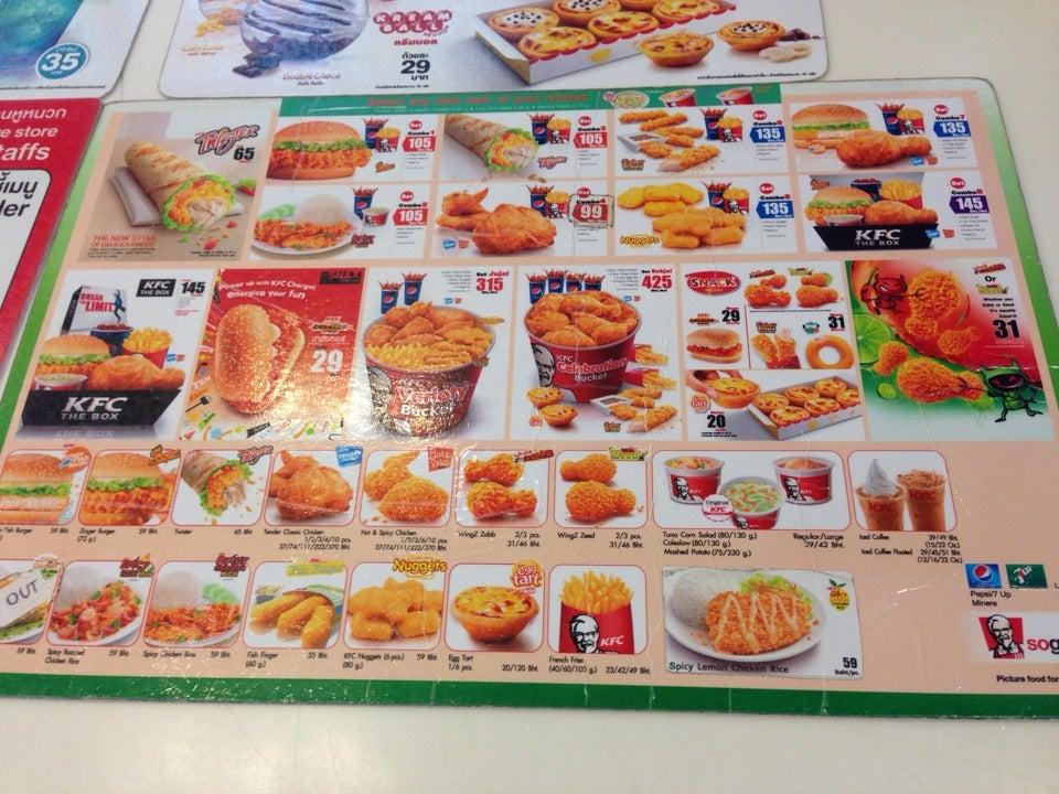 Menu at KFC restaurant, Bangkok, 246 อาคาร ไทม์ สแควร์ ชั้น 1 Sukhumvit ...