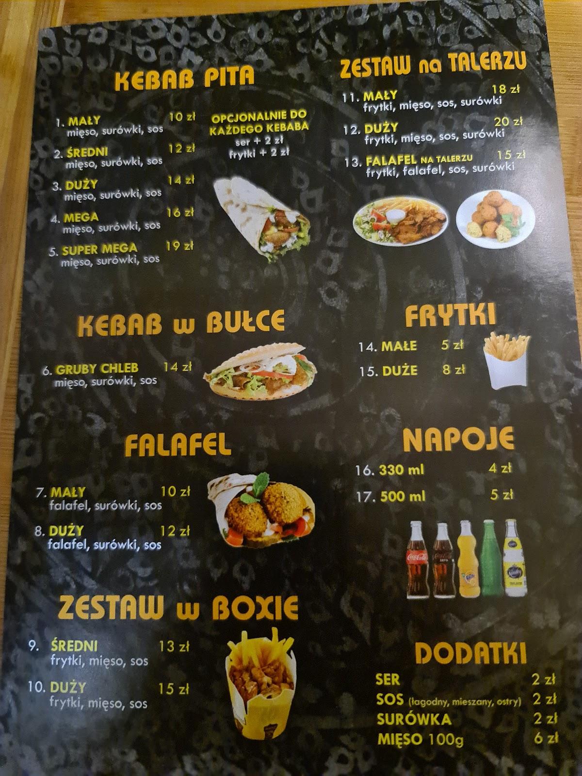 Menu at Kebab Marhaba, Mielec