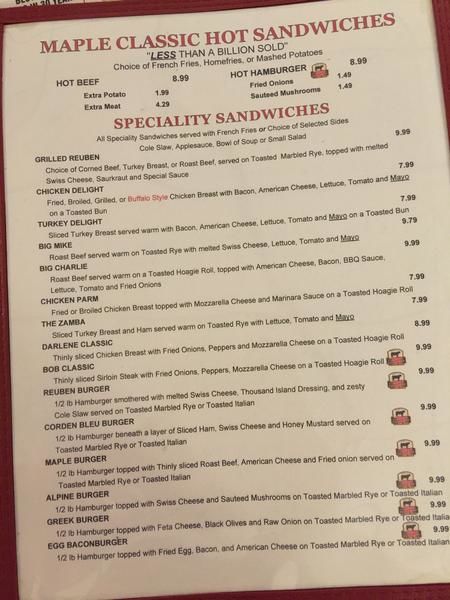 Menu at Maple Restaurant, Ambridge