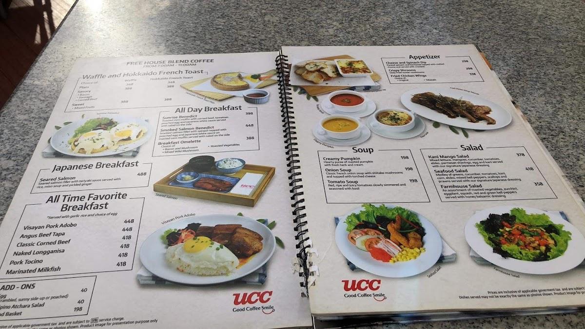 Menu at UCC Park Café cafe, Makati, Glorietta 3 Park