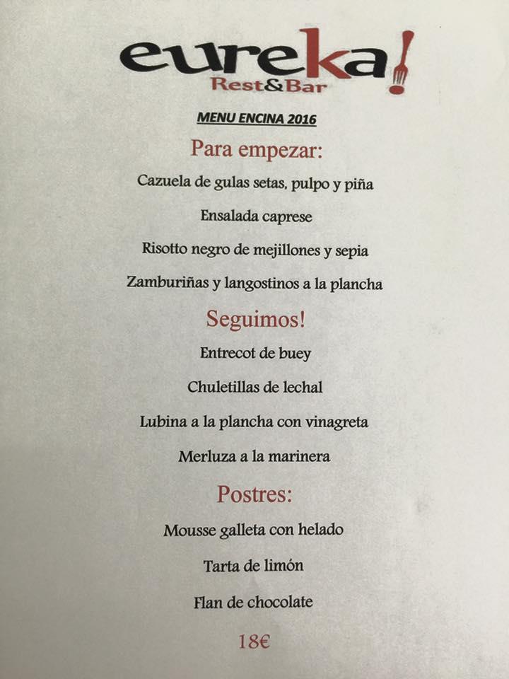 Carta de eureKa Rest&Bar, Ponferrada