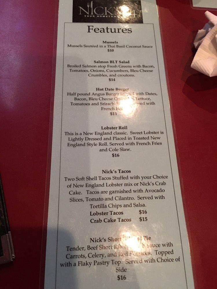 Menu at nicks114cafe, New Cumberland