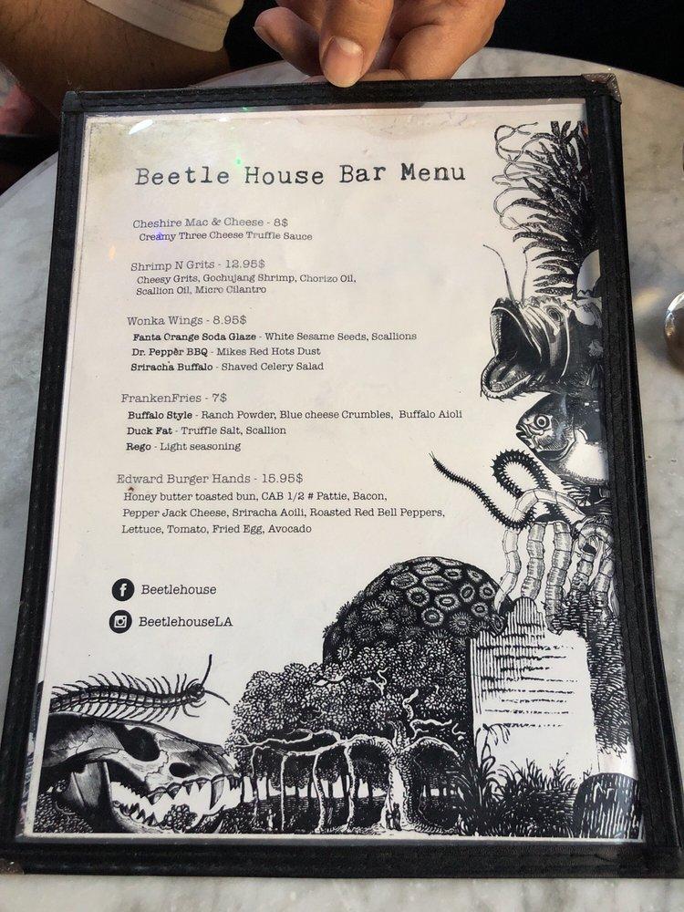 Menu at Beetle House LA pub & bar, Los Angeles