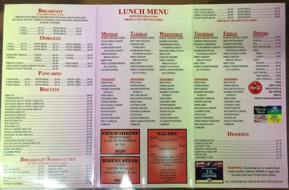 Menu at City Cafe, Northport