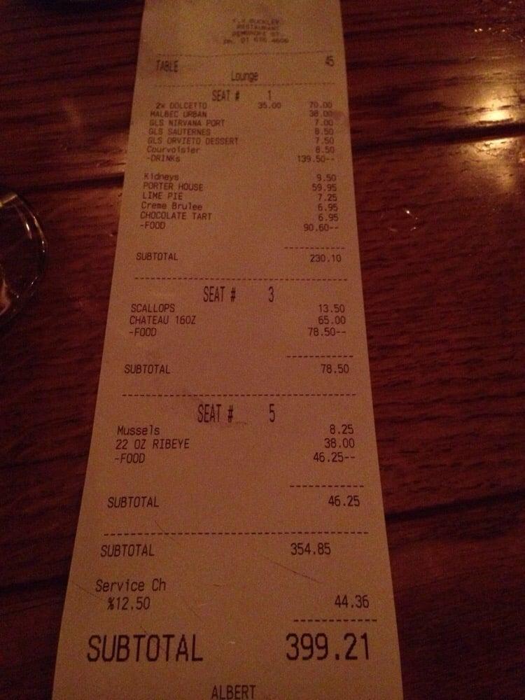 Menu at F.X. Buckley Steakhouse Pembroke Street, Dublin, 1A Pembroke ...