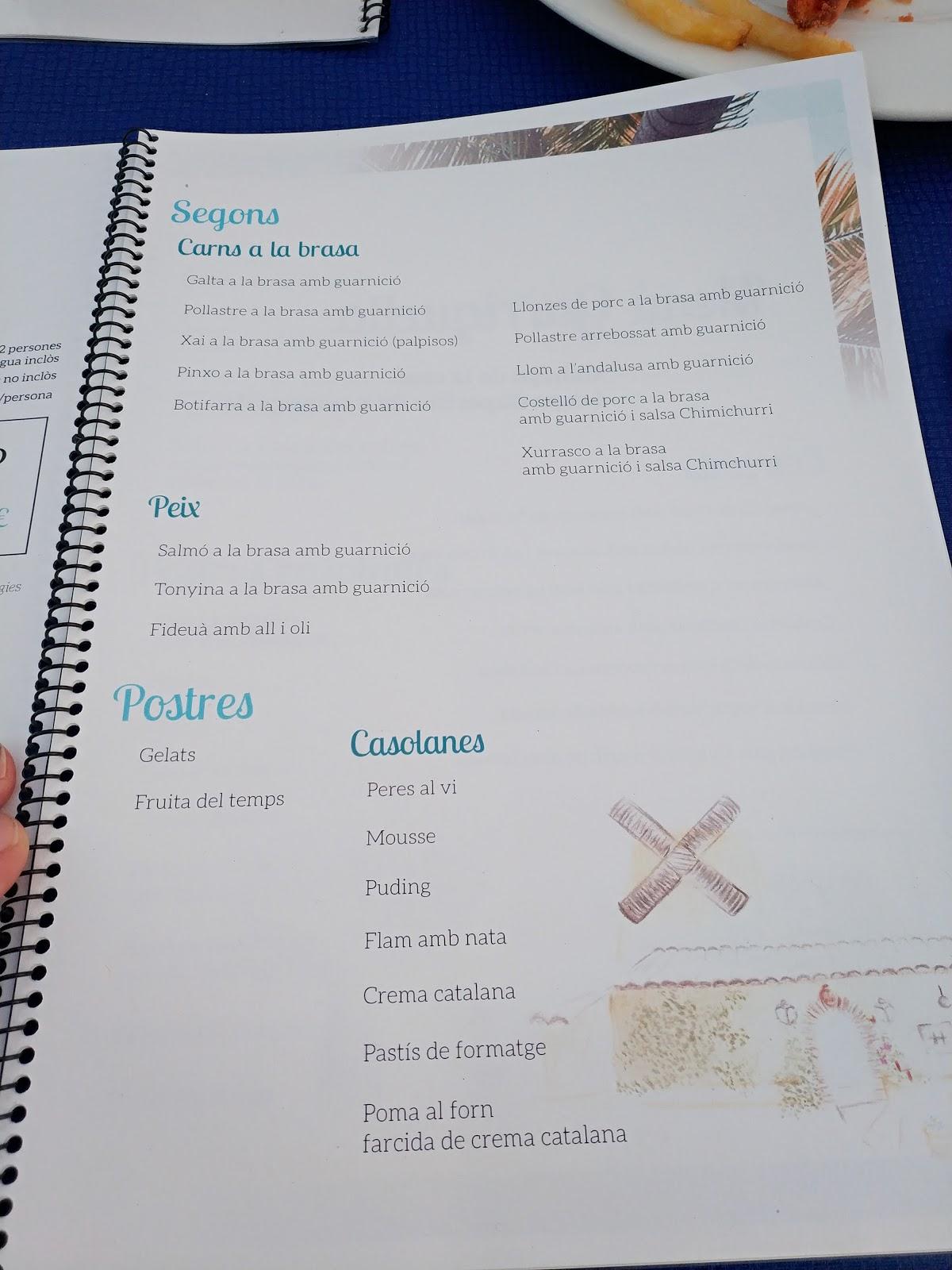 Menu at Molí de vent restaurant, Garriguella
