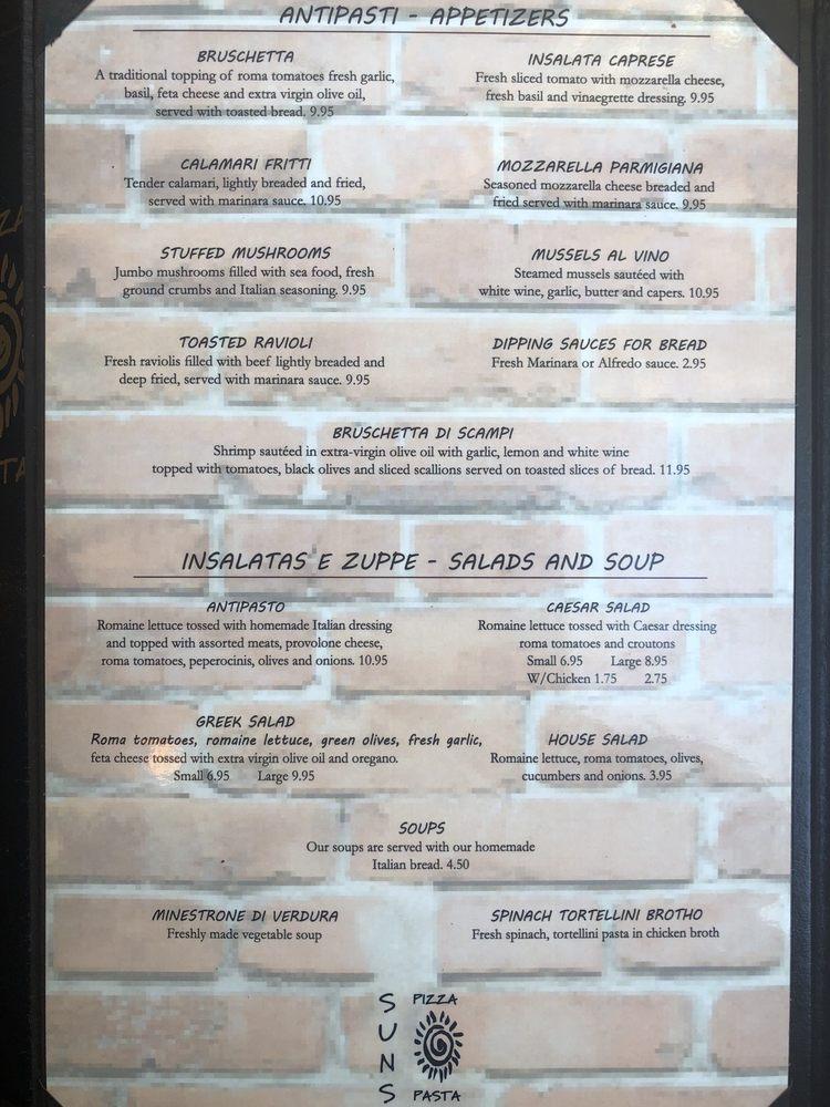 Menu at Sunset Pizza & Pasta pub & bar, Long Beach
