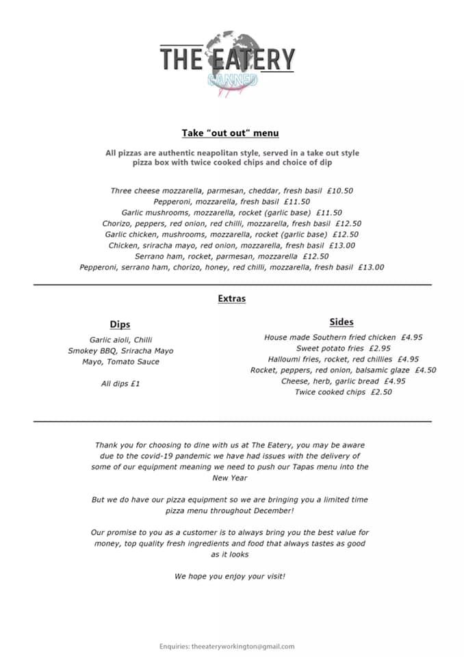 Menu at The eatery pub & bar, Workington
