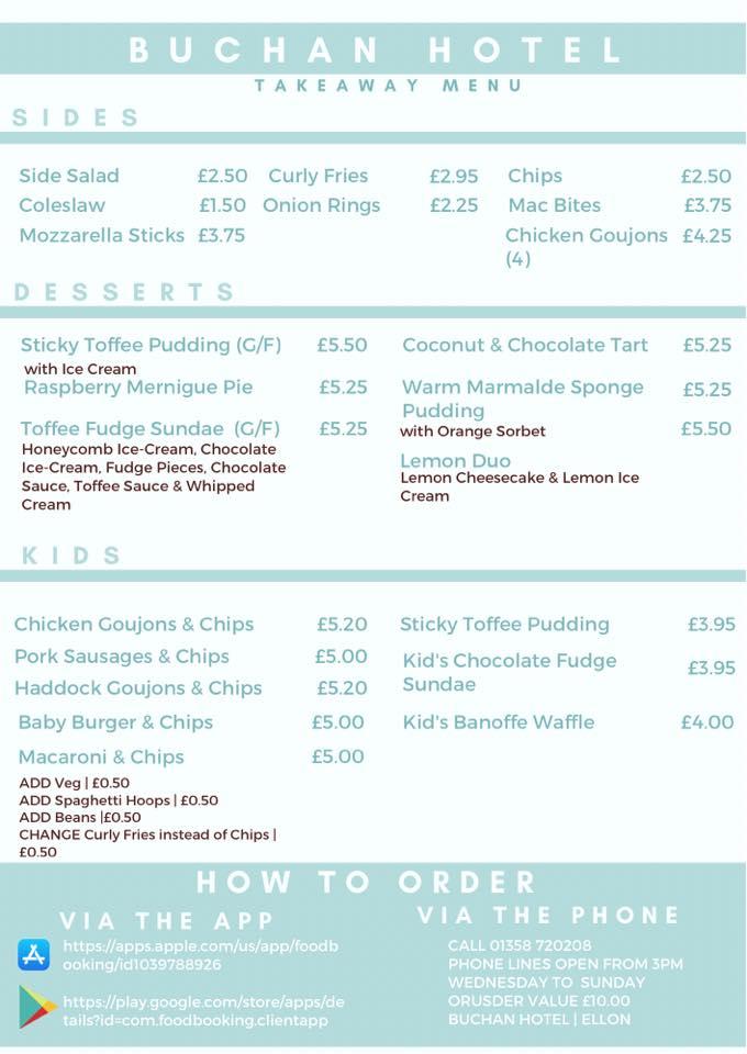 Menu at Buchan Hotel pub & bar, Ellon