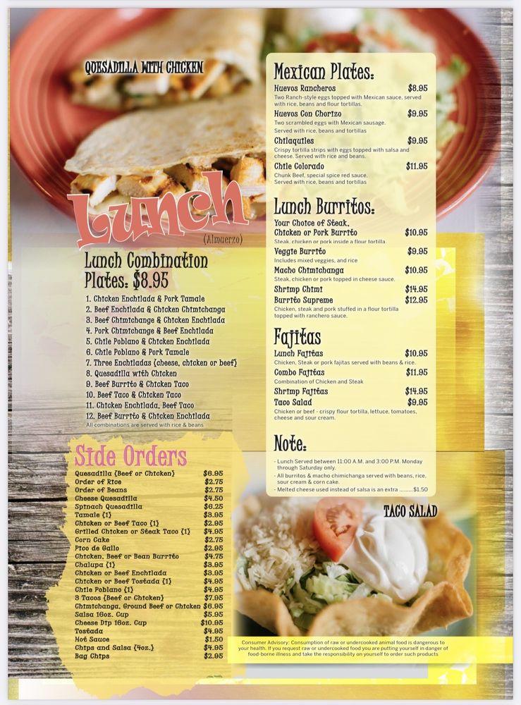 Menu at Chimi's Fresh-Mex restaurant, Overland, Woodson Rd