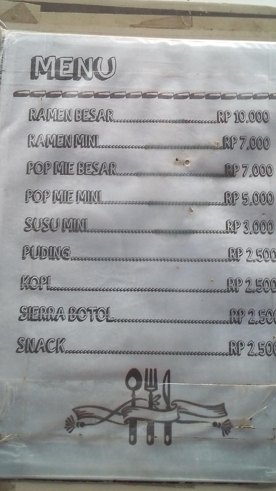 Menu at ABC Food Court cafe, Bandung