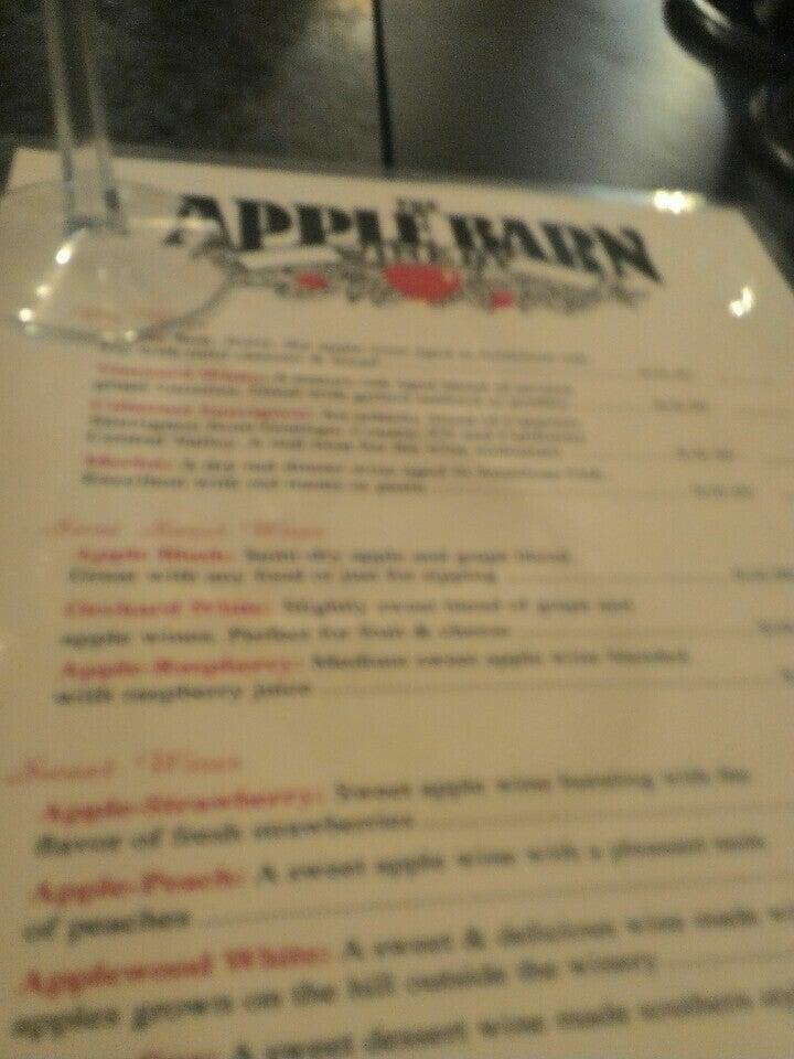 Menu at Apple Barn Winery, Sevierville
