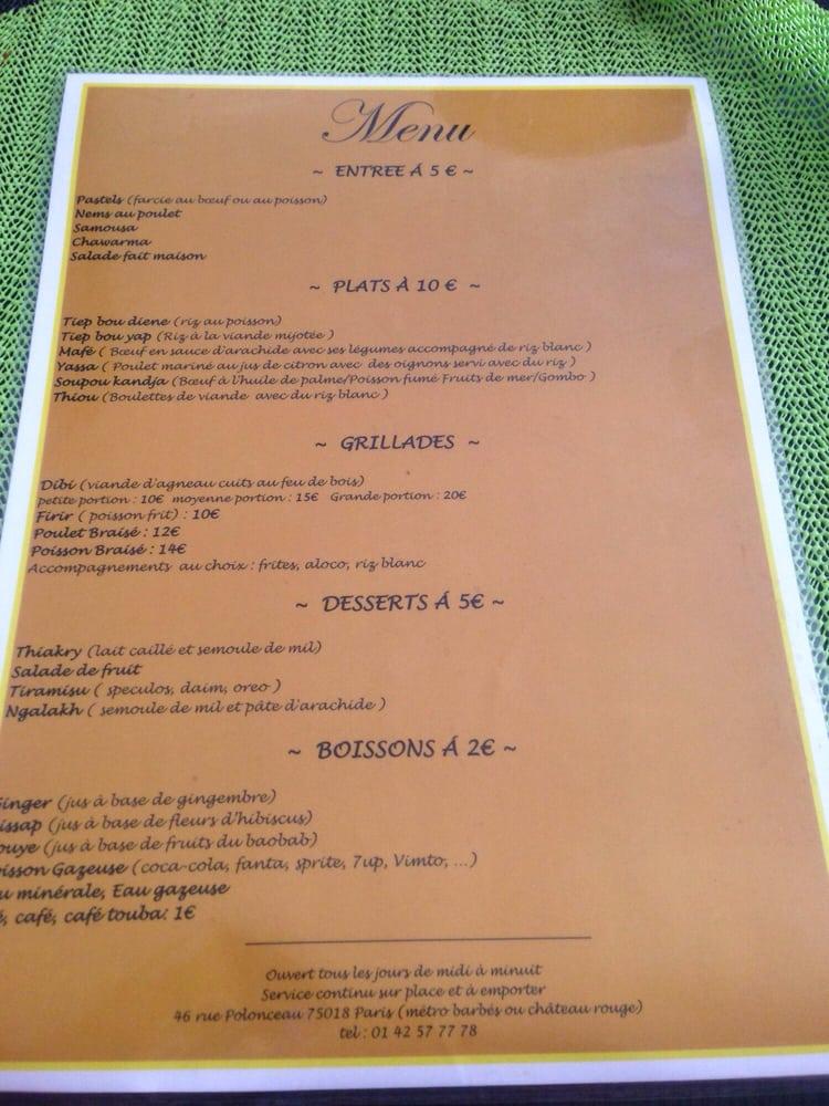 Menu at Le Dibi restaurant, Paris, 46 Rue Polonceau