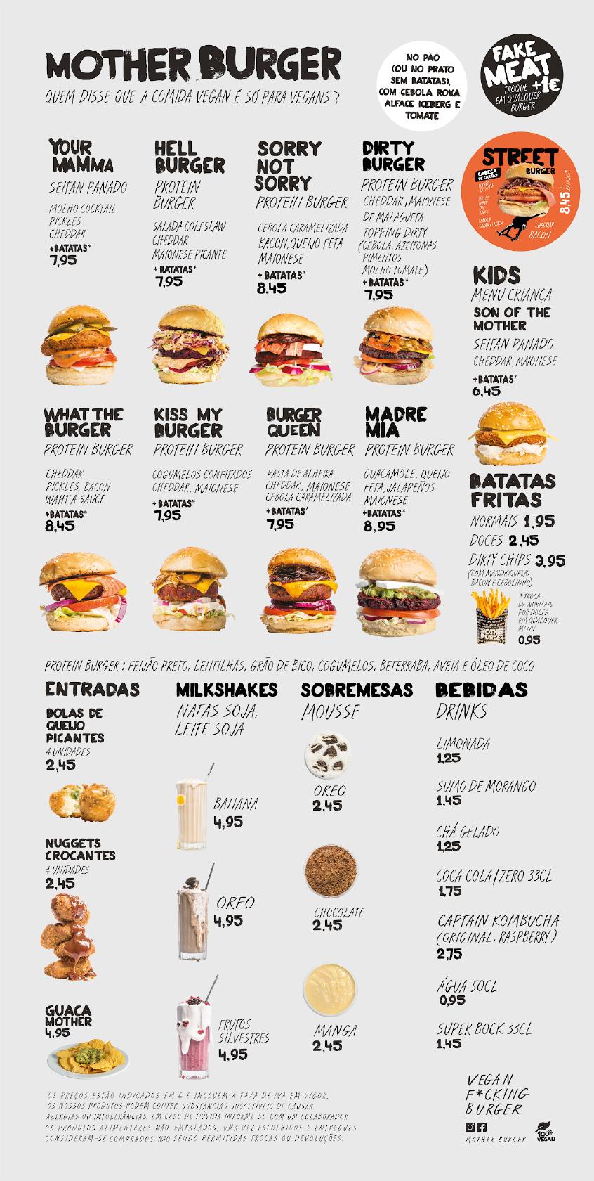 Menu at Mother Burger - Amoreiras restaurant, Lisbon, Av. Eng. Duarte ...
