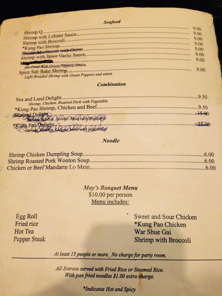 Menu at Moy's Special Occasion Restaurant, Ashtabula