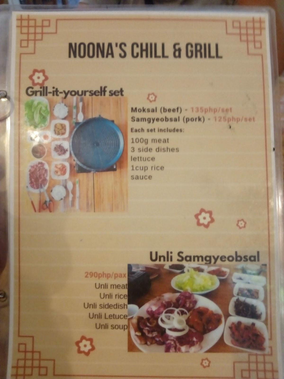 Menu at Noonas Grill restaurant, Iligan City
